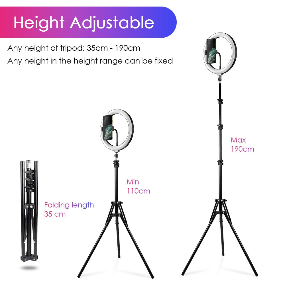 10" LED Ring Light & 1.9M Tripod Stand for Cameras | CamGo